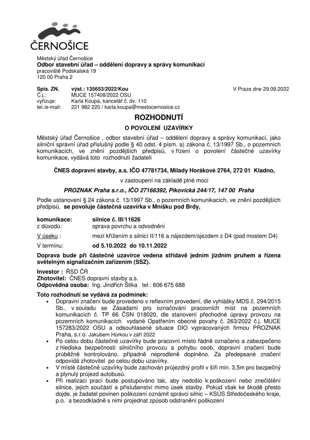 Začala oprava povrchu vozovky pod dálničním mostem - Zprávy z Mníšku